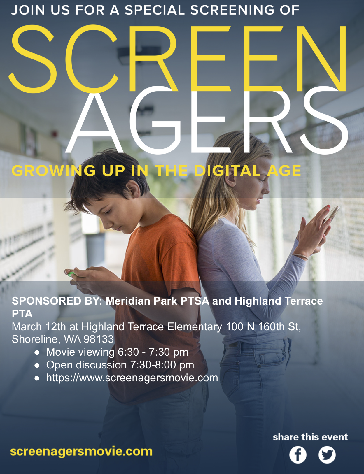 Screenagers Movie March 12 – Meridian Park Elementary, Parents Teachers ...